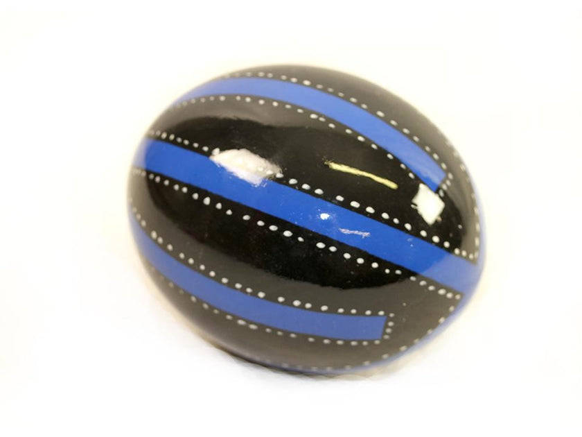 Decoupage Ostrich Egg Shell (Blue Stripes) | Ostrich Africa